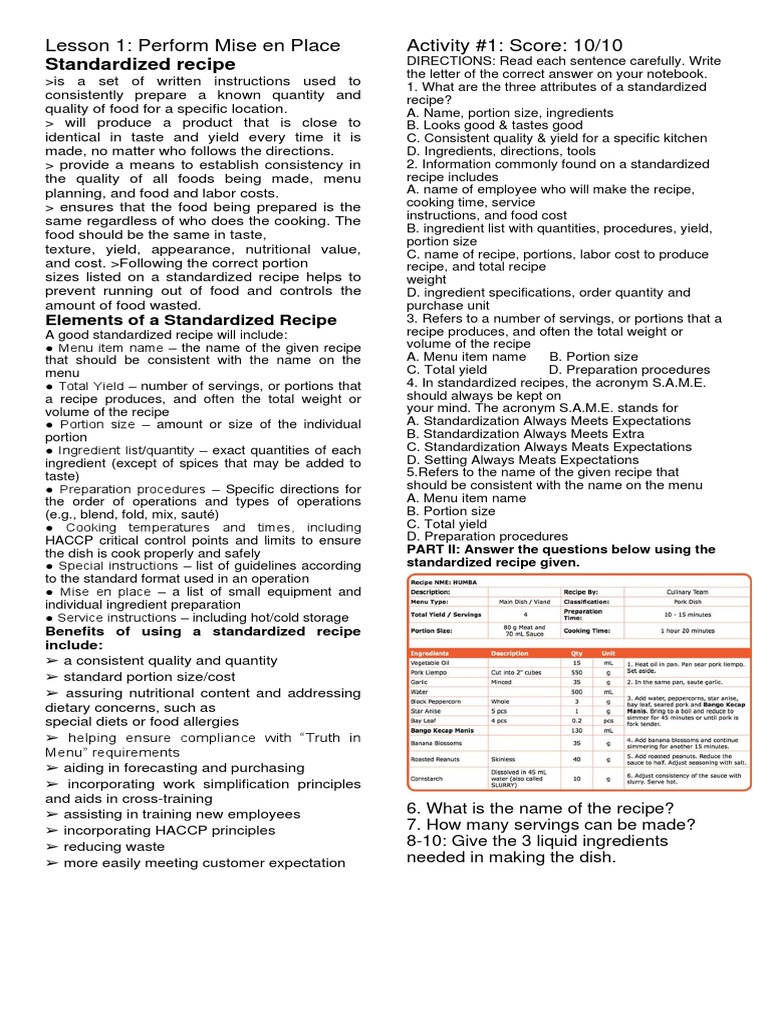Understanding Standardized Recipes | PDF | Foods | Recipe