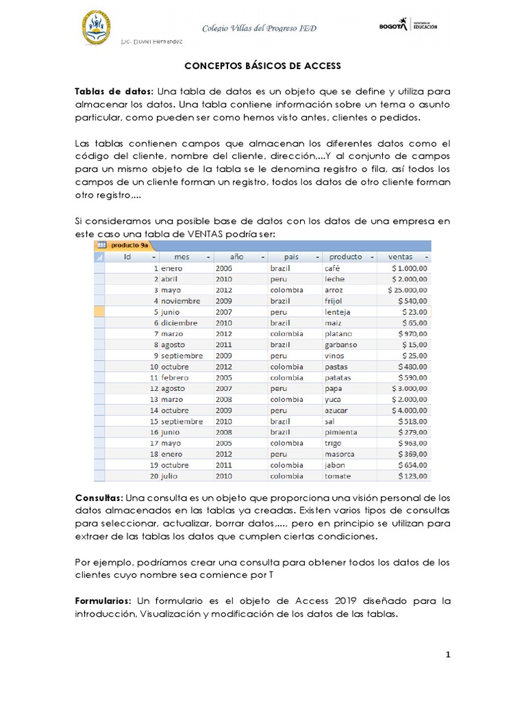 Conceptos Basicos de Access | PDF | Bases de datos | Base de datos ...