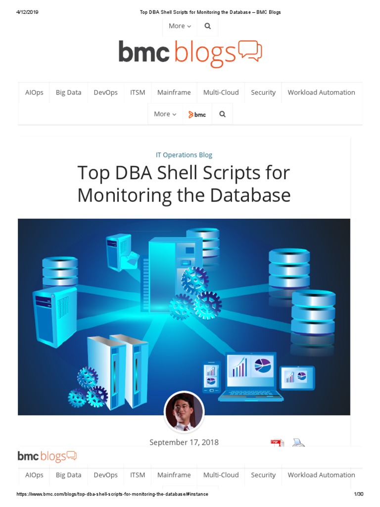 Top Dba Shell Scripts For Monitoring The Database Bmc Blogs Pdf Cloud Computing Databases