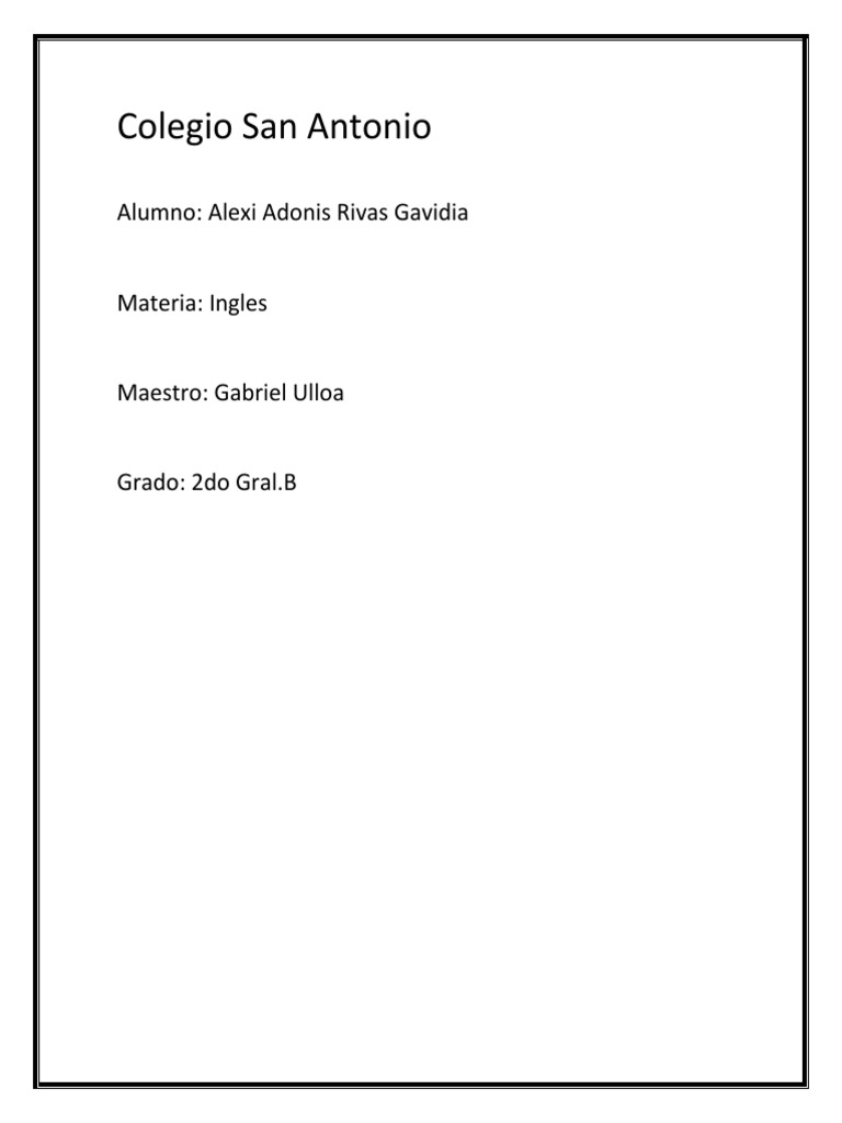 Act de Ingles LL Alexi Adonis Rivas Gavidia 2do Gral.b | PDF