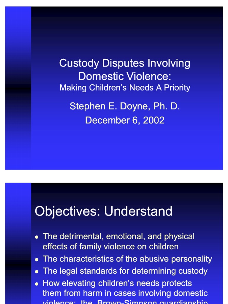 Custody Disputes Involving Domestic Violence | PDF | Domestic Violence ...