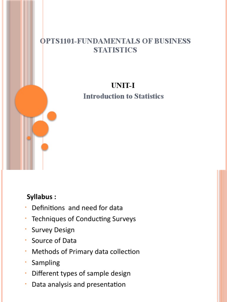 Unit-1 Introduction To Statistics | PDF | Sampling (Statistics ...