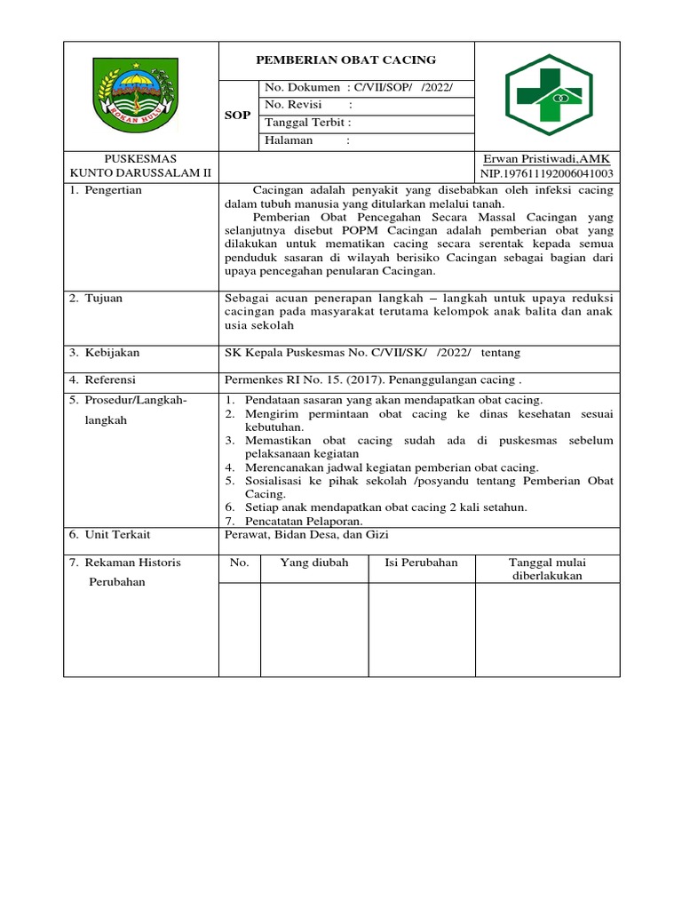 Pemberian Obat Cacing | PDF