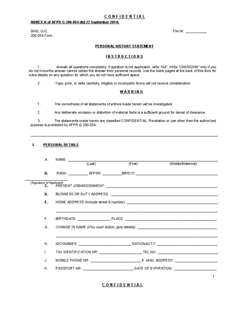 ANNEX A of AFPR G 200-054 DTD 22 September 2014 : Confidential | PDF ...