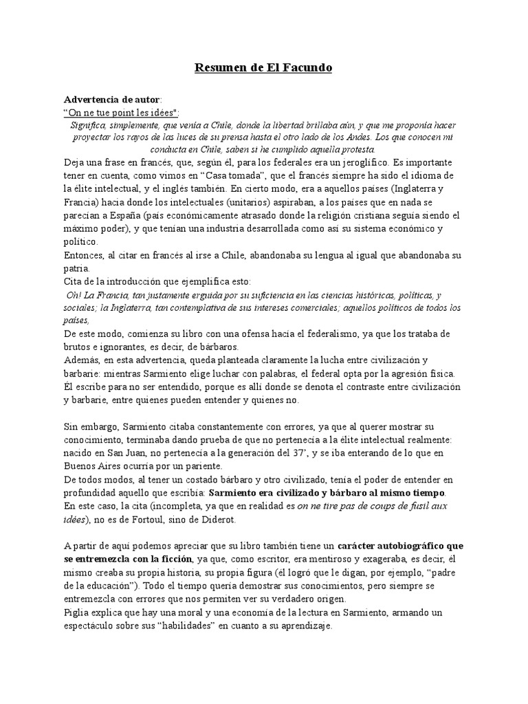Resumen Facundo Pdf