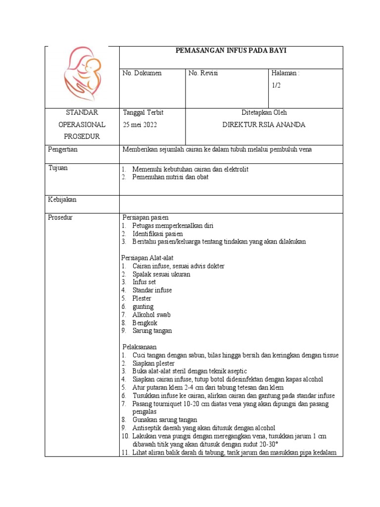 SOP Pemasangan Infus Bayi | PDF