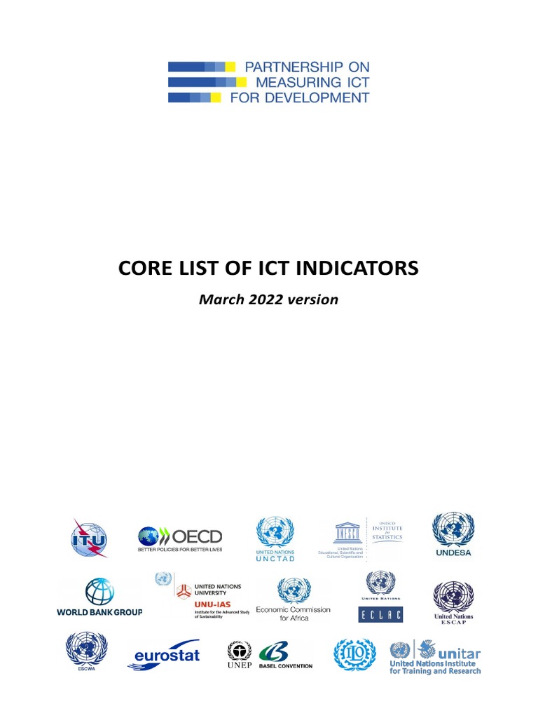 ITU Core List of Indicators - March2022 | PDF | Internet Access | Broadband