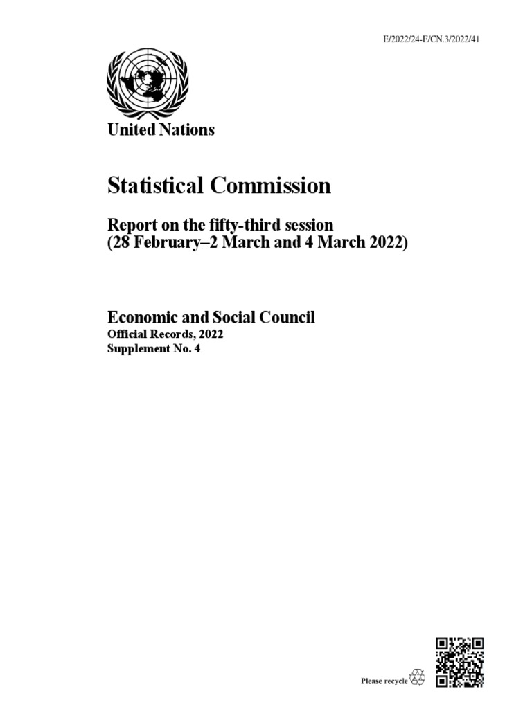 UN Statistical Commission 2022 41 FinalReport E | PDF | United Nations ...