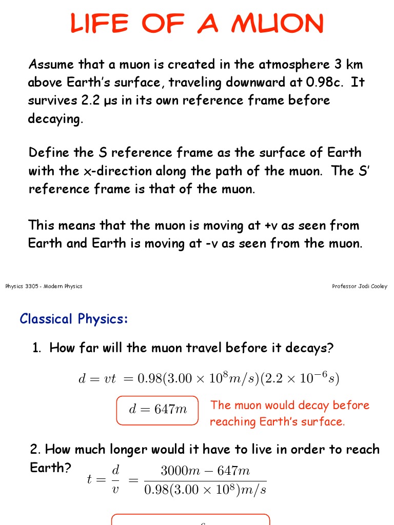 Life of A Muon | PDF | Special Relativity | Science