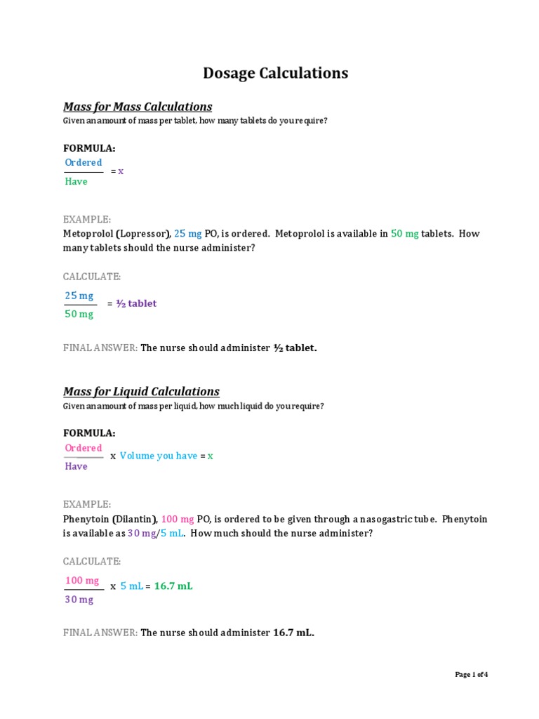 Dosage Calculations | PDF | Intravenous Therapy | Pharmacology