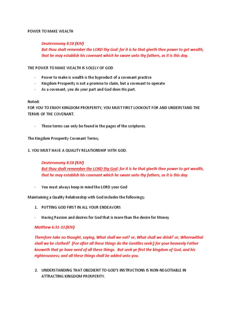 Power To Make Wealth | PDF | Christian Belief And Doctrine | Theology
