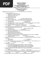 Personal Development (Practice Test) | PDF | Adolescence | Psychology