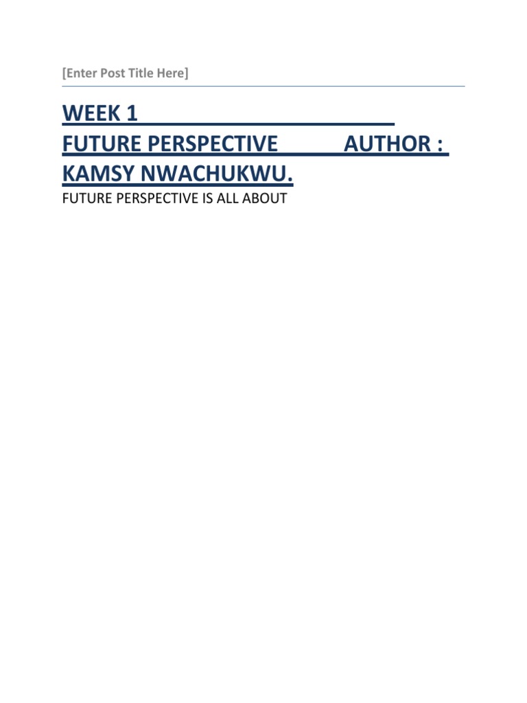 How Kamsy Sees the Future in Week 1 | PDF