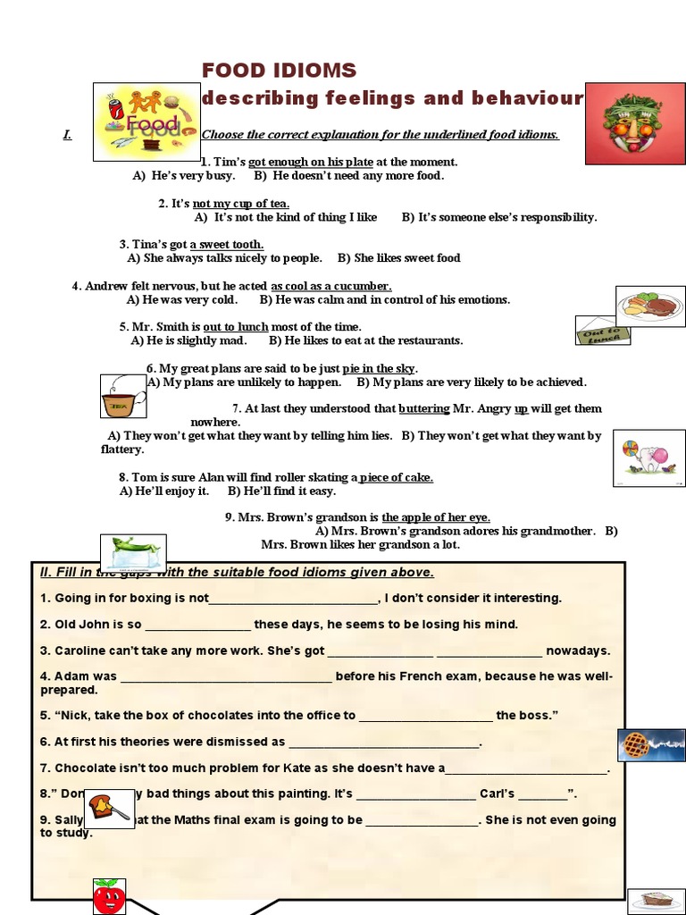 Food Idioms Explained and Practiced | PDF