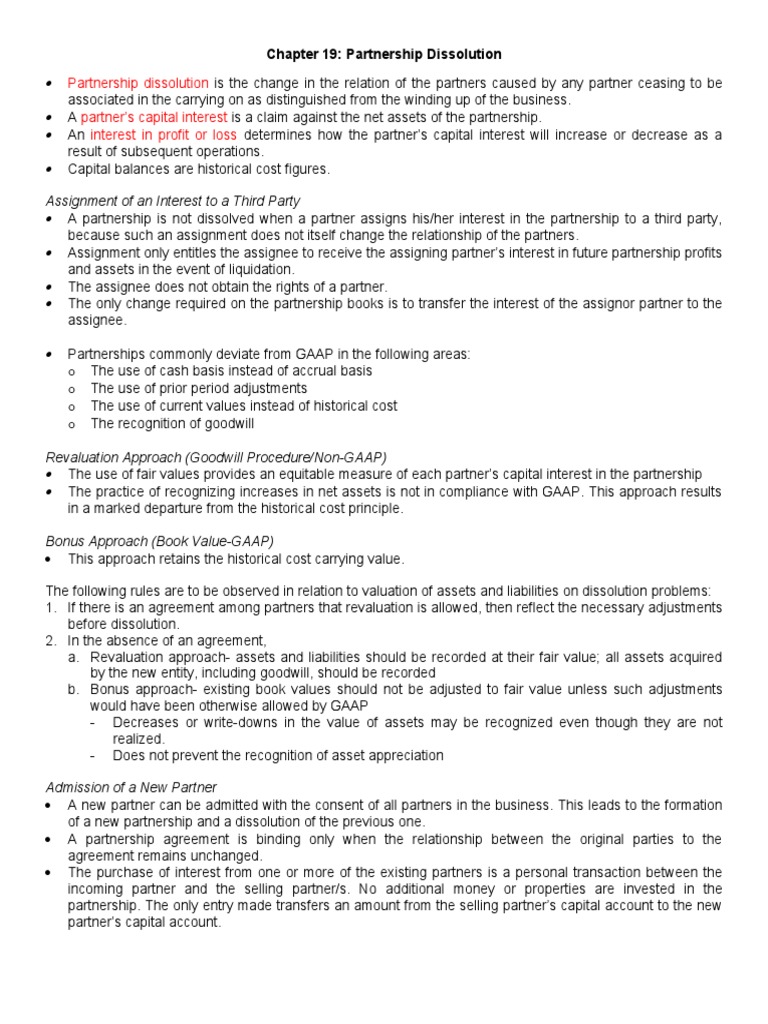 Afar Partnership Dissolution Download Free Pdf Fair Value