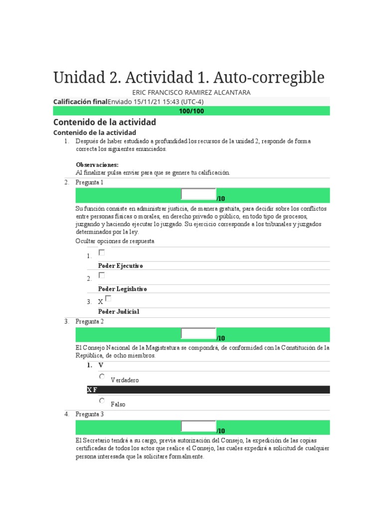 Actividad 1 Unidad 2, Auto Corregible | PDF | Instituciones sociales | Instituciones gubernamentales