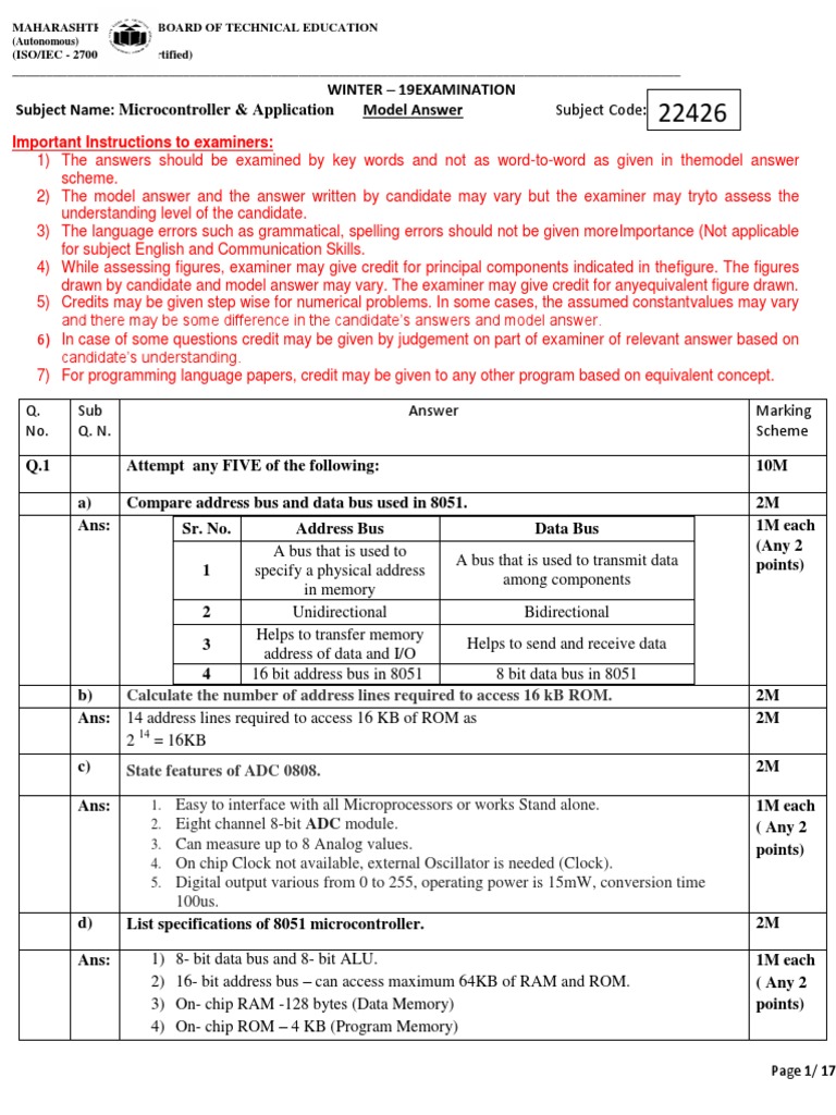 Important Instructions To Examiners:: Calculate The Number of Address ...
