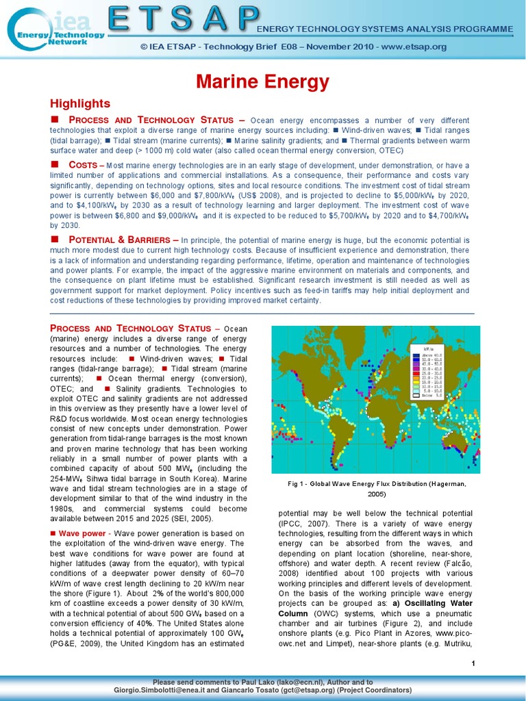 E08-Ocean Energy GSGCT Ana LCPL Rev30nov2010 | PDF | Oceans | Energy Technology