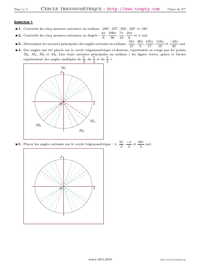 Cercle Trigonometrique 2 | PDF | Trigonométrie | Pi