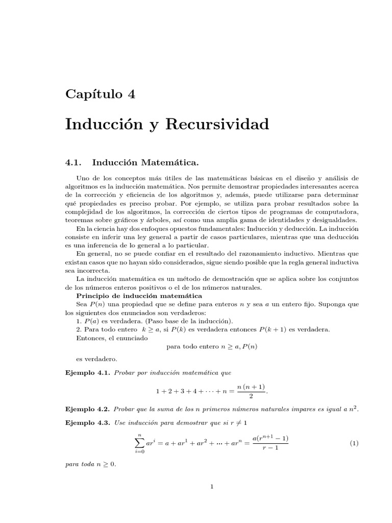 Inducción y Recursividad en Matemáticas | PDF | Prueba matemática ...