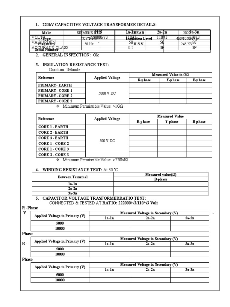 cvt test report format | PDF