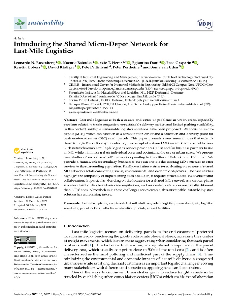 Introducing The Shared Micro-Depot Network For Last-Mile Logistics ...