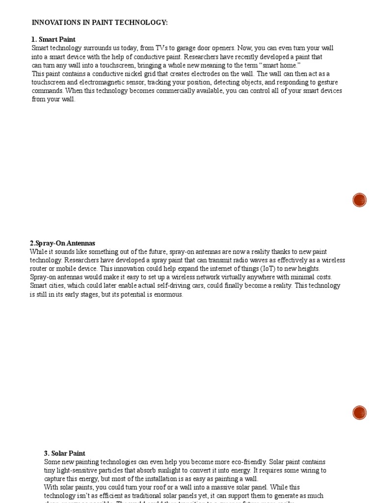 Innovations in Paint Technology: 1. Smart Paint | Download Free PDF ...