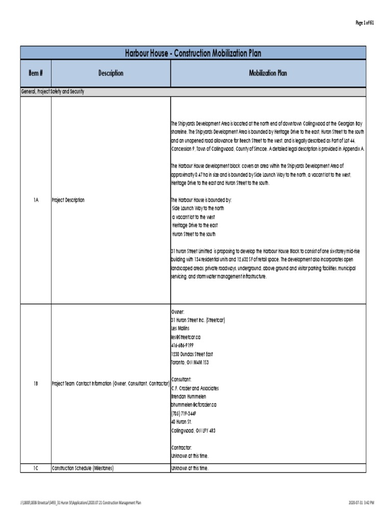Harbour House Construction Mobilization Plan Pdf Erosion