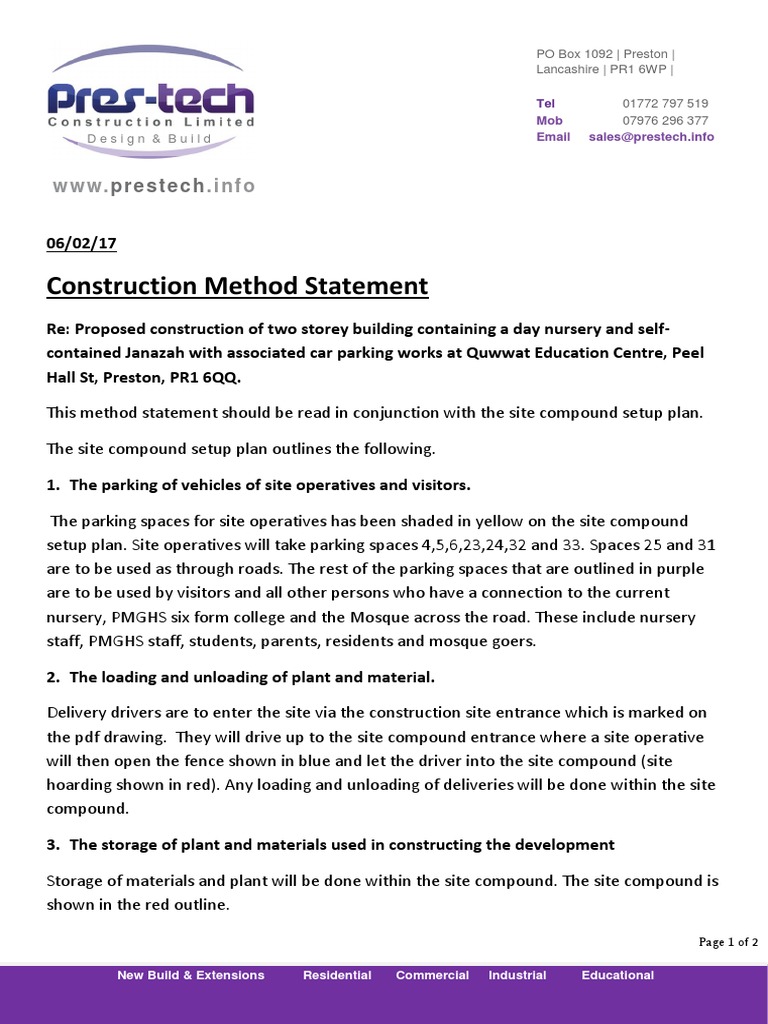 Concrete Construction Method Statement | PDF