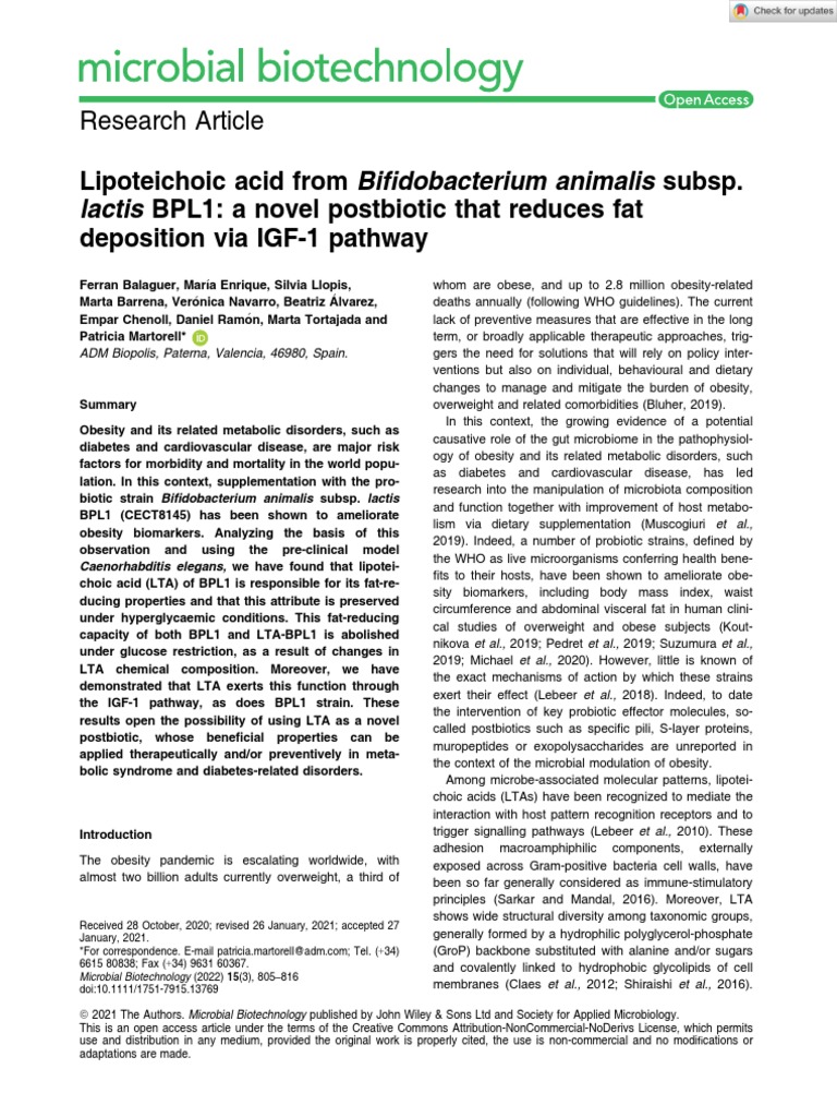 Microbial Biotechnology - 2021 - Balaguer - Lipoteichoic Acid From ...