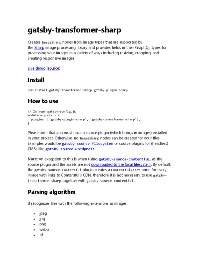 Gatsby Transformer Sharp Install How To Use Download Free Pdf Computing Information