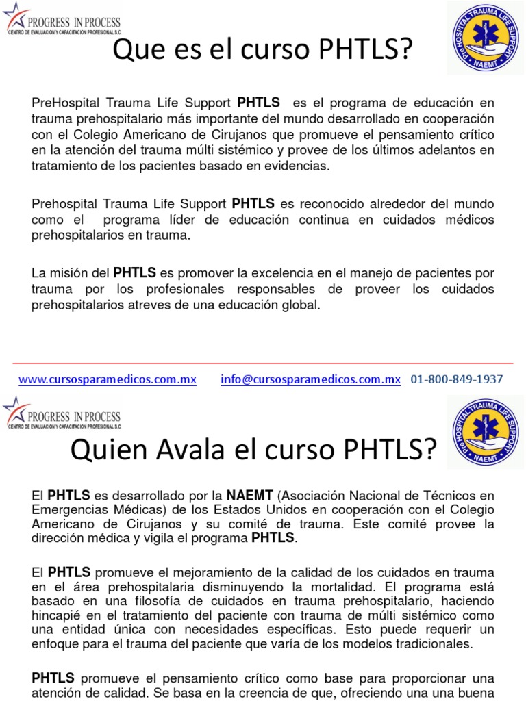 PHTLS Informacion de Curso | PDF | Ciencias de la Salud | Medicina