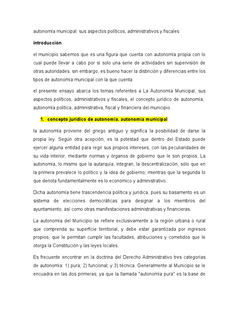 Autonomía Municipal | PDF | Gobierno local | Regulación