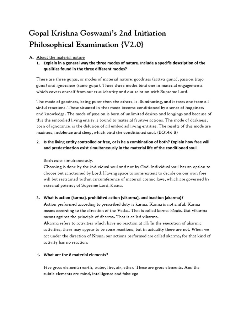 Gopal Krishna Goswami's 2nd Initiation Philosophical Examination (V2.0 ...