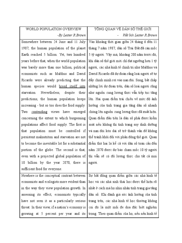 World Population Overview Translation | PDF