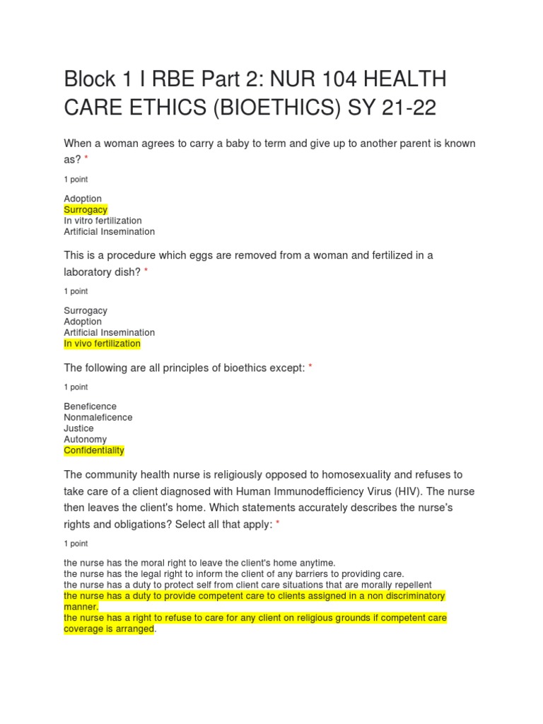 Bioethics RBE Part 2 | PDF | Palliative Care | Informed Consent