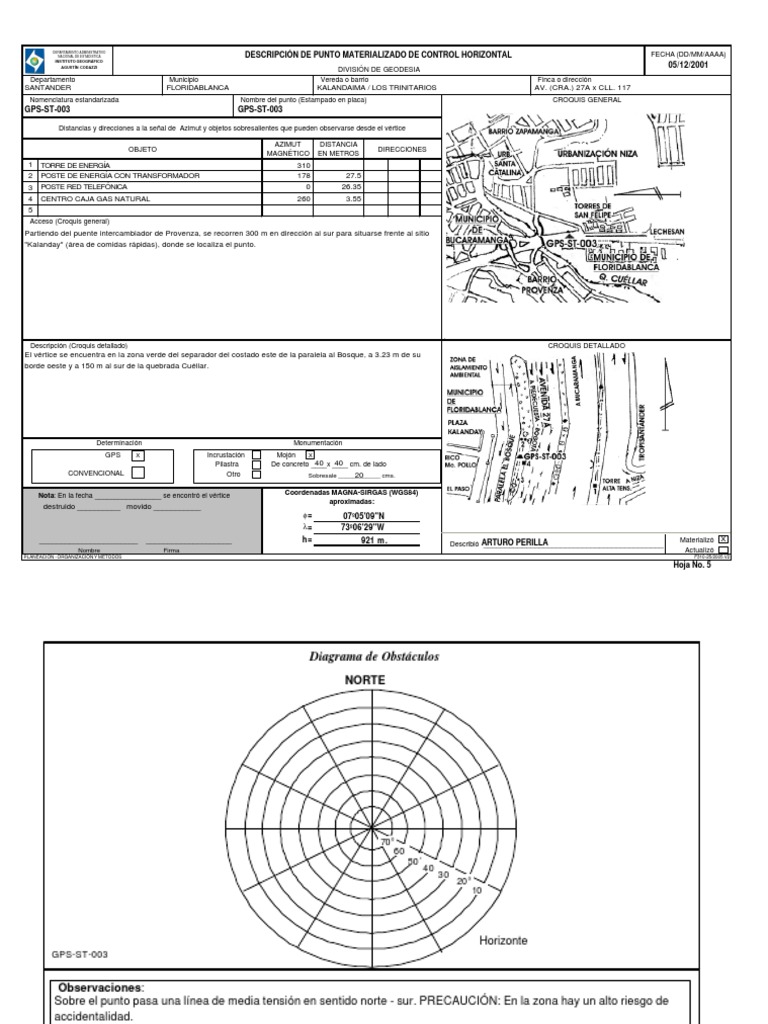 Punto de Igac para Verificacion Del Gps GPS-ST-003 | PDF | Geofísica | Geodesia