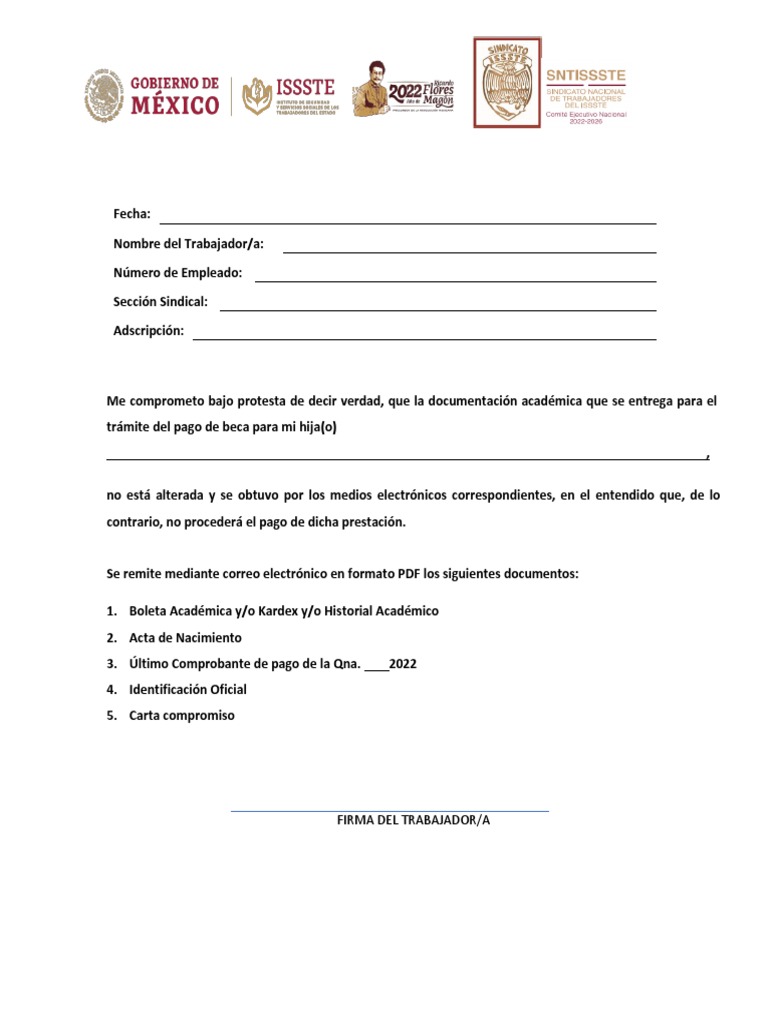 Carta Compromiso Becas 2022 | PDF