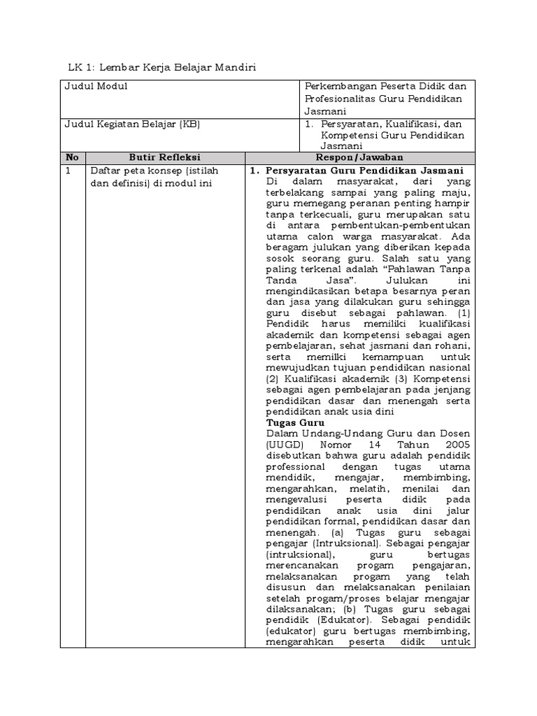 LK 1 Modul 1 KB 3 Rudi Hariyadi - Pjok. | PDF