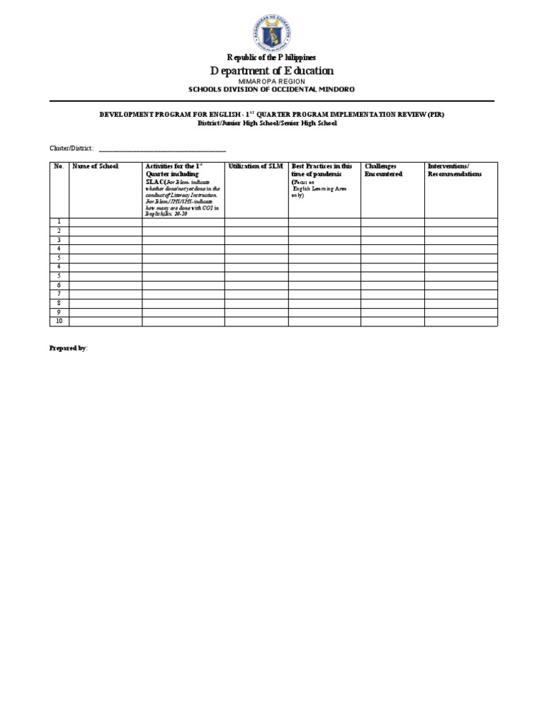 DP For English Report Template | PDF