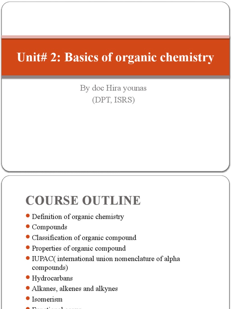 Unit# 2: Basics of Organic Chemistry: by Doc Hira Younas (DPT, Isrs ...
