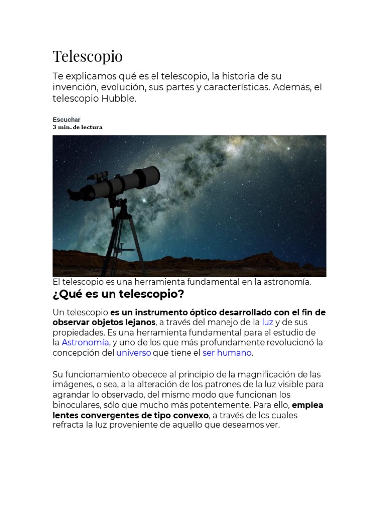Partes de Un Telescopio | PDF | Telescopio | Óptica