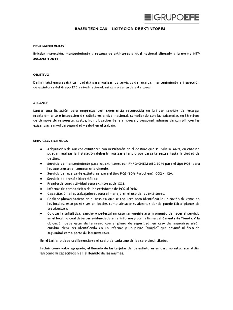 Bases Tecnicas Extintores 2022 | PDF | Protección contra incendios ... Bases Tecnicas Extintores 2022 | PDF | Protección contra incendios ...