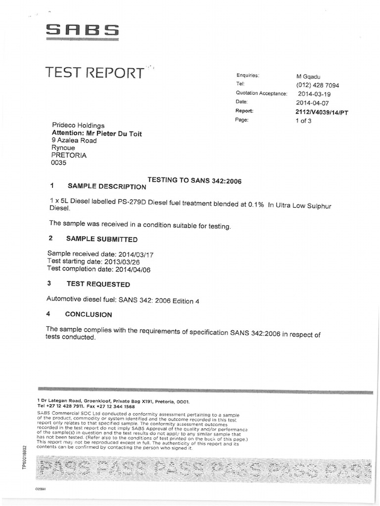 Sabs Sans Report | PDF