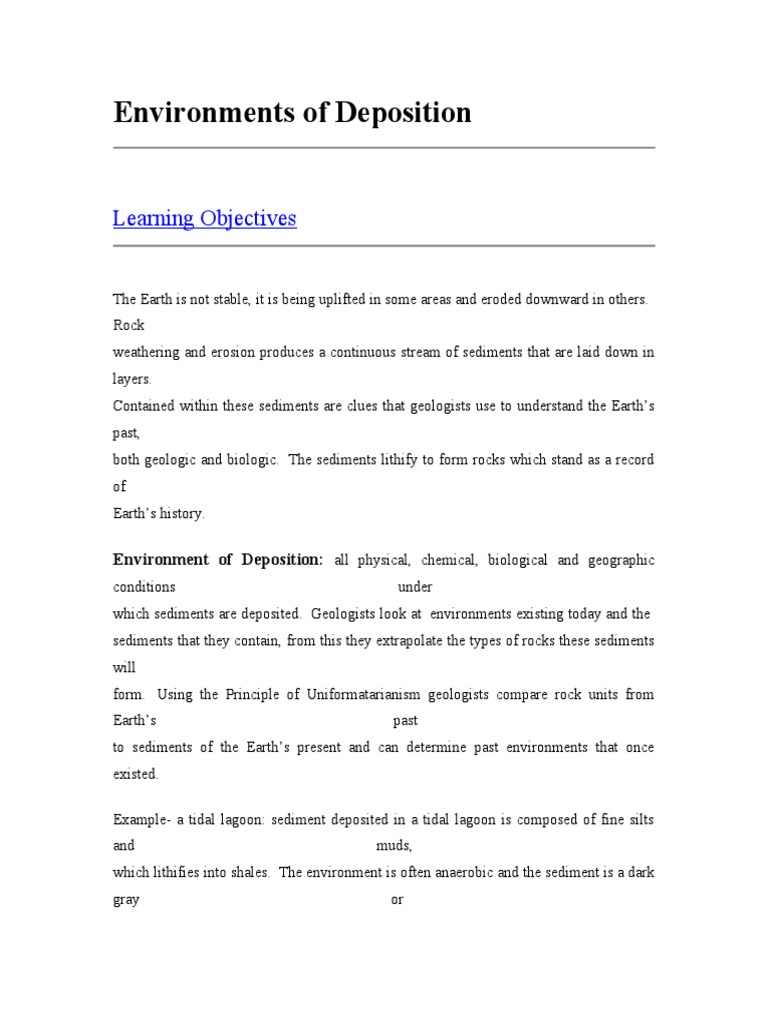 Environments of Deposition & Sedimentary Features | PDF | Sedimentary ...