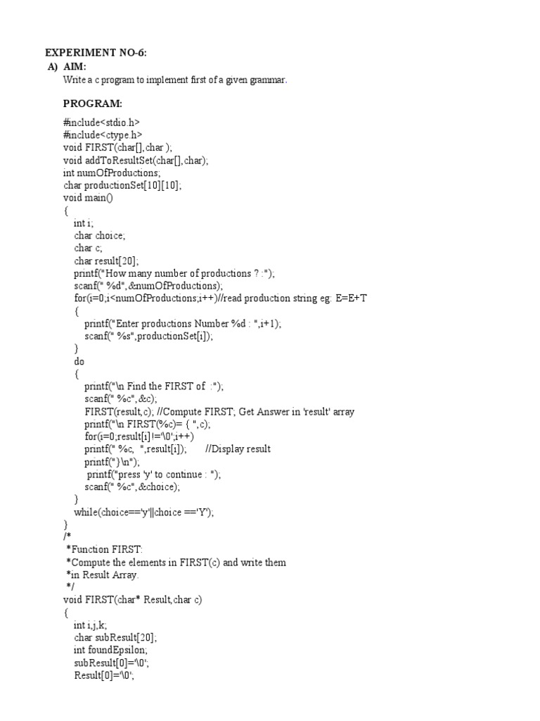 6 Additonal Program 2 First Follow Pdf Computer Engineering Computer Science