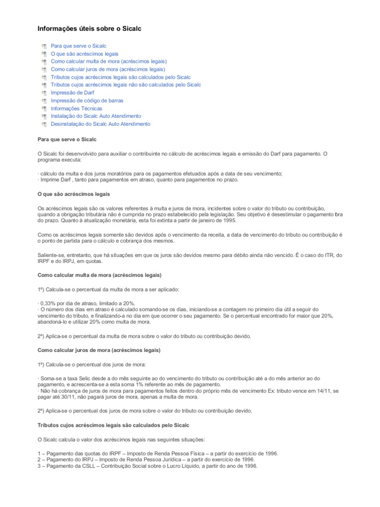 Guia completo para calcular e pagar acréscimos legais usando o Sicalc ...