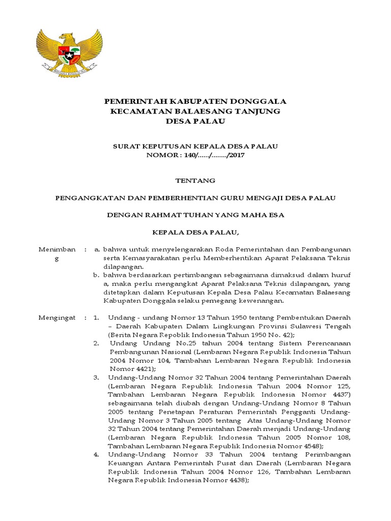 SK Pengangkatan Guru Ngaji | PDF