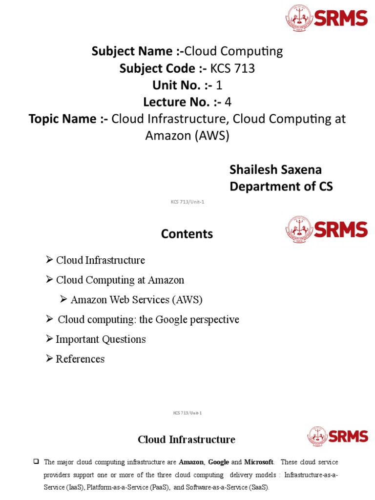 KCS 713 Unit 1 Lecture 4 | PDF | Cloud Computing | Amazon Web Services