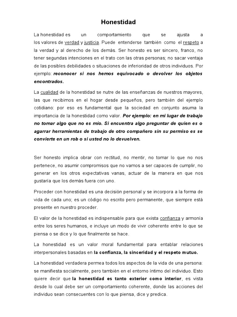 Honestidad | PDF | Verdad | Moralidad